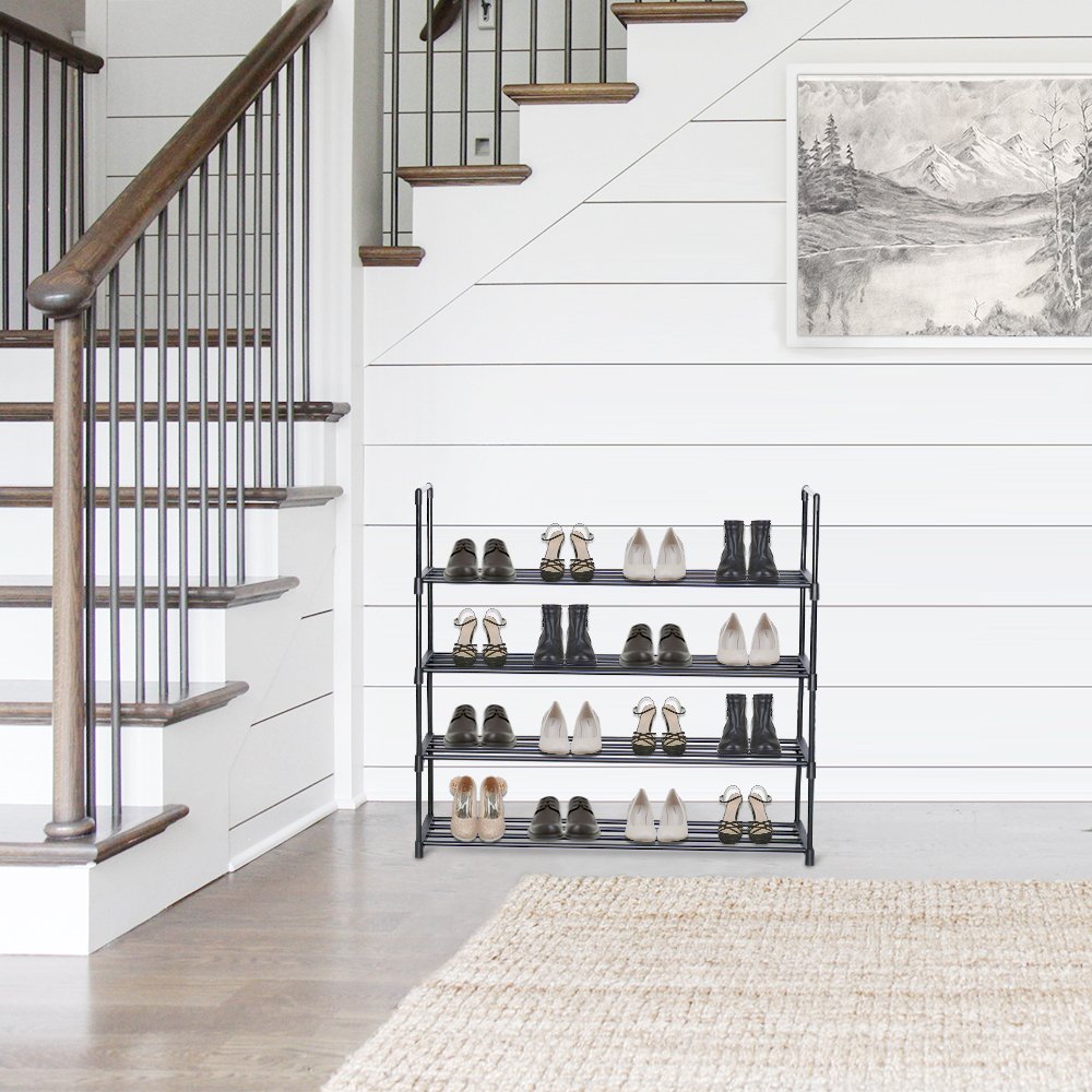 Homebi 4-Tier Shoe Rack Metal Shoe Tower 20-Pair Shoe Storage Organizer ...