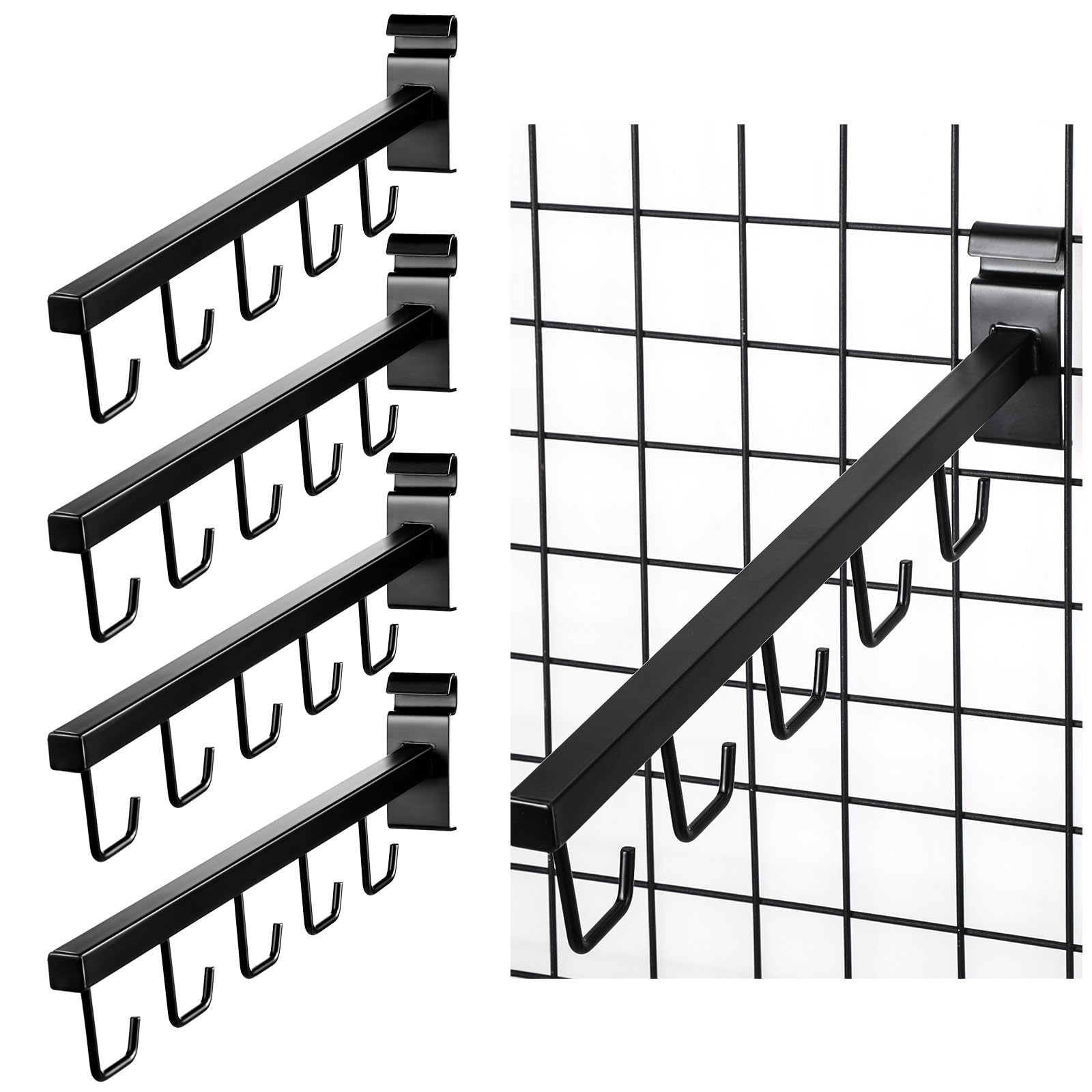 Qunclay 5 Packs Wire Grid Waterfall Faceout with 5 Hooks for Wire Grid ...