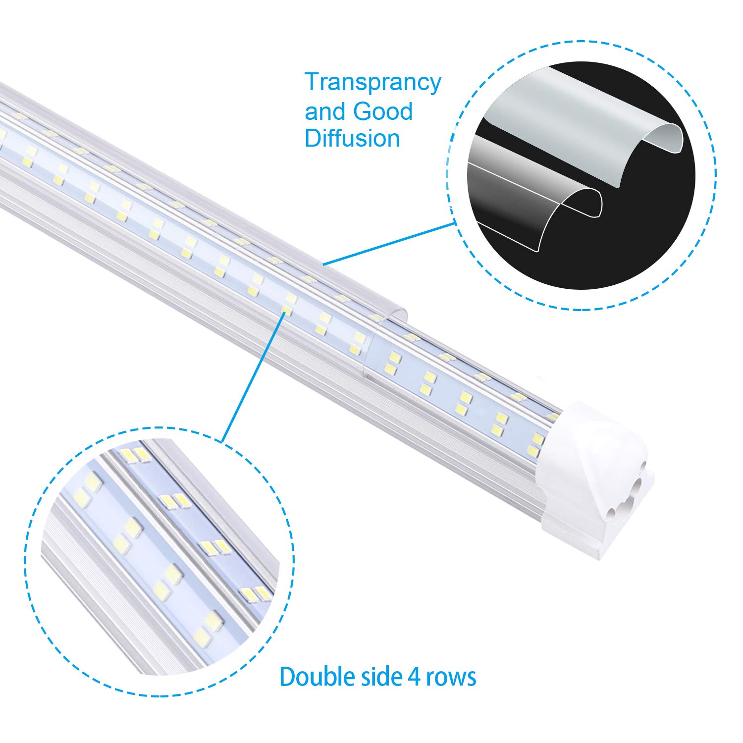 8FT T8 V Shape Integrated Tube Light Double Side 4 Row,120W LED Shop ...