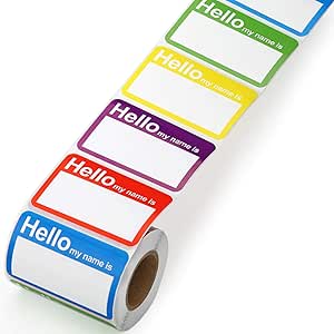 Amazon.com : Methdic 5 Colors (Hello My Name is) Name Tags Stickers 400 ...