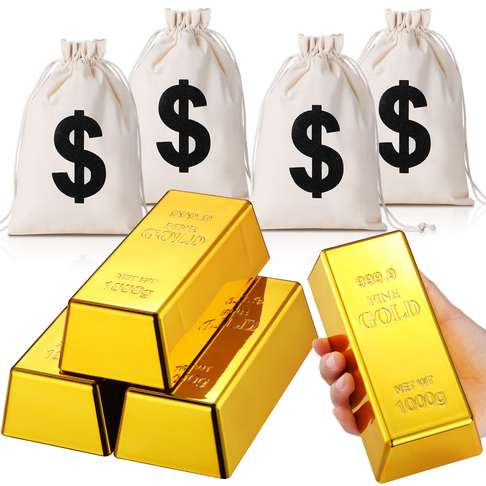 HyDren Fake Gold Bar Movie Prop Money 6.5 Inch Replica Gold Bar ...