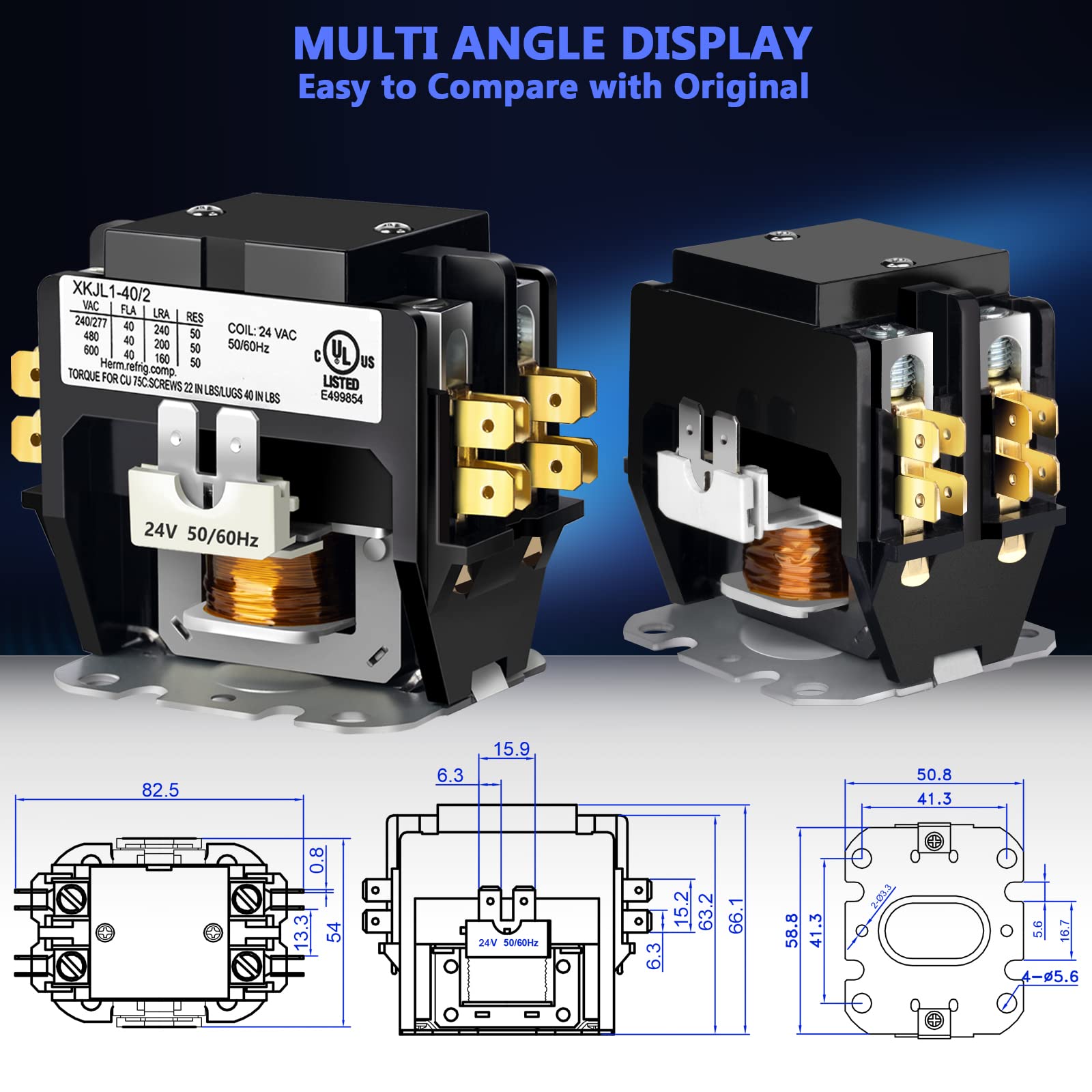 Mua HVAC Contactor, 40 Amp Double Pole / 2 Pole Contactor 24V Coil ...