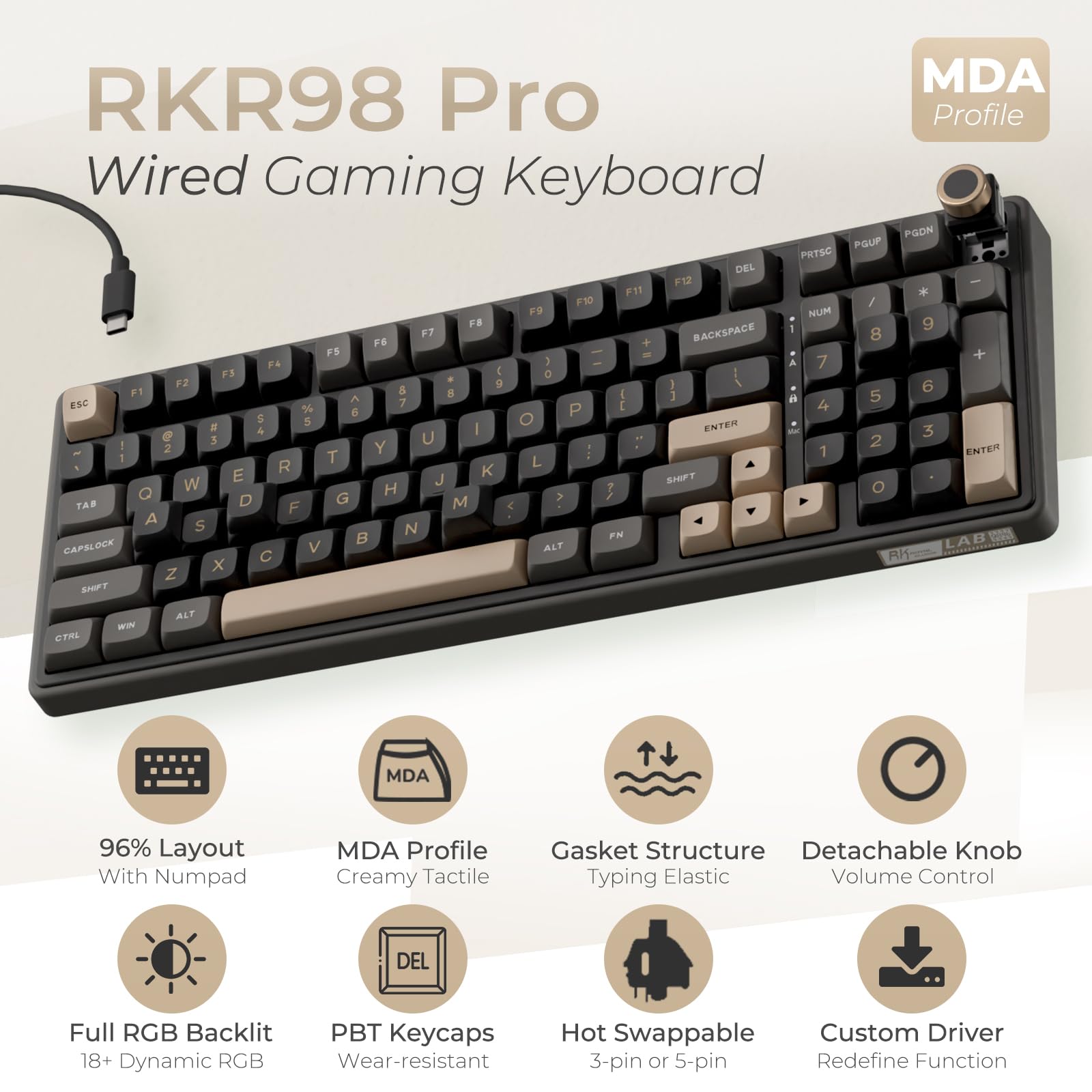 Mua RK ROYAL KLUDGE R98 Pro Wired Mechanical Keyboard, 96% Creamy ...