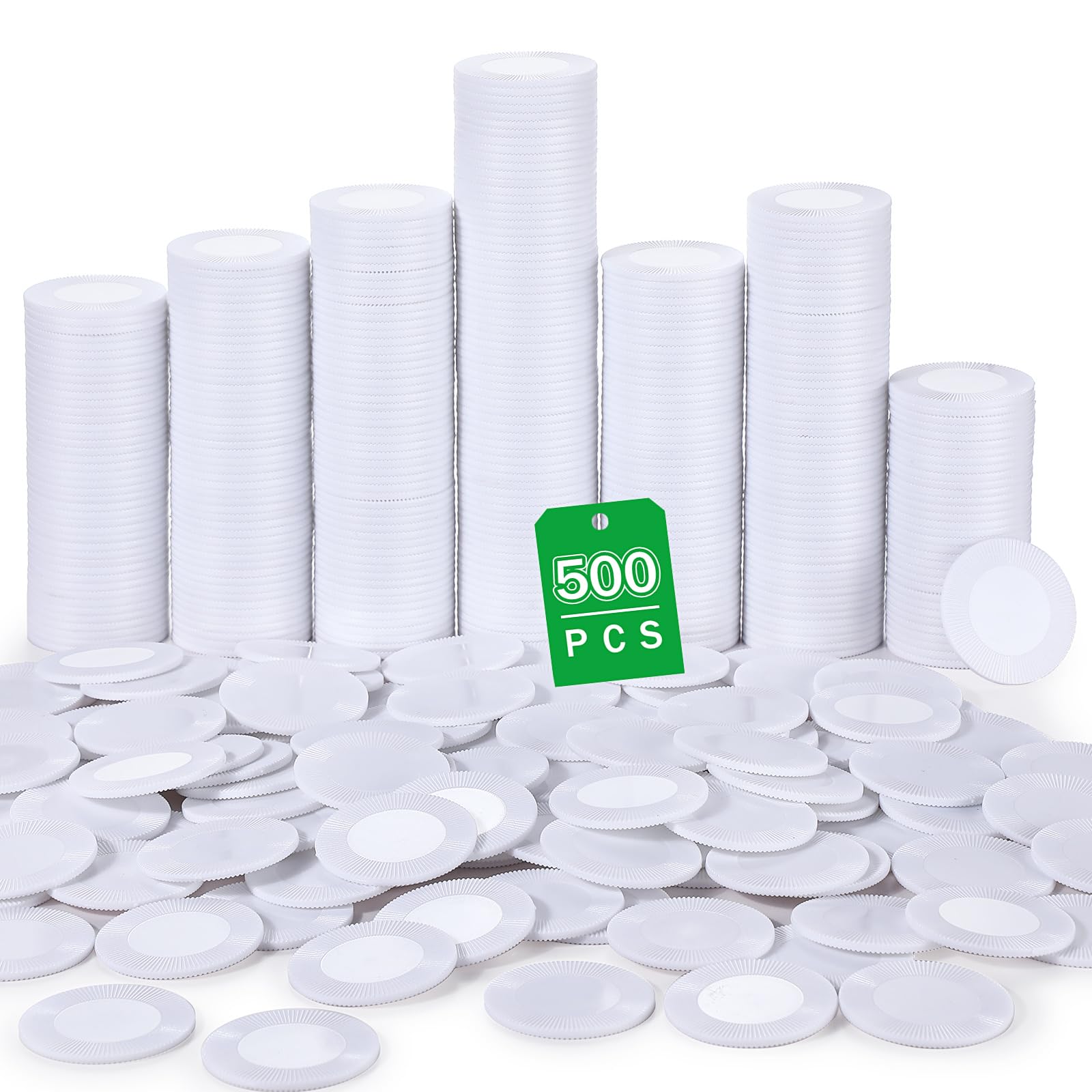 Leitee 500 Pcs White Plastic Poker Chips Bulk 1.5 Inch Mini Bingo Chips ...