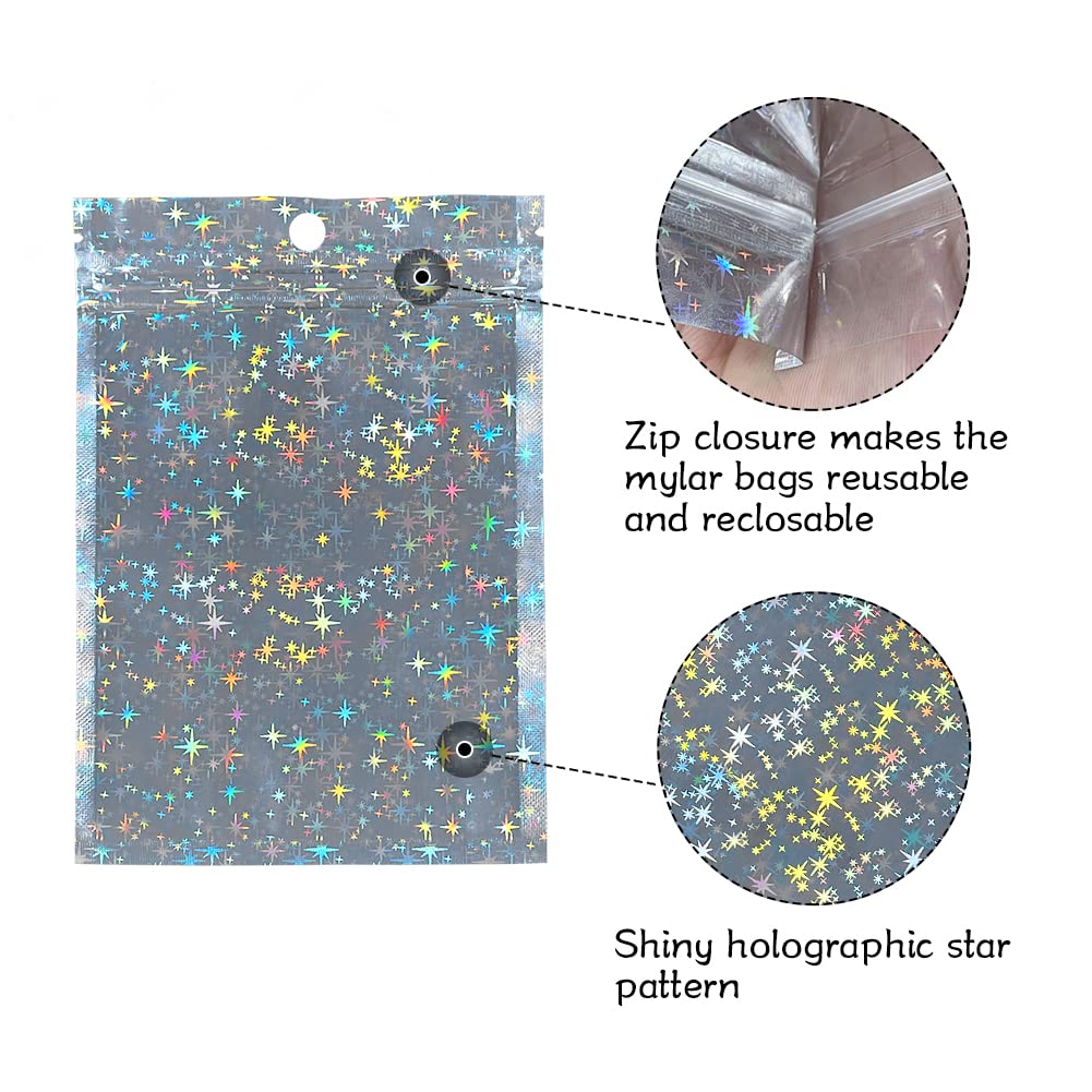 Mua 100pcs Holographic Bags 4x6 inch, Star Pattern Mylar Sample Pouch ...