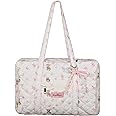 Amazon.com | Coquette Bag with Bow Keychain White Pink Floral Travel ...