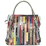Segater Women's Multicolor Boston Bag Genuine Leather Colorful ...