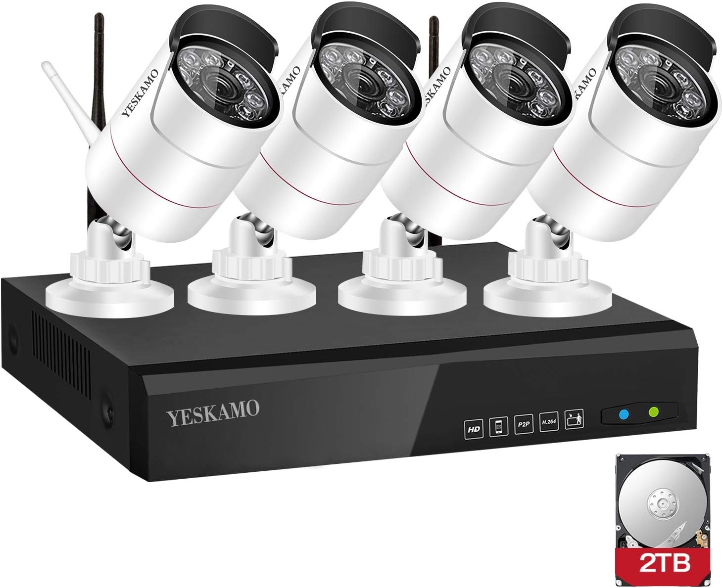 Wireless CCTV Camera System with 12″ IPS HD Monitor 4pcs 3MP WiFi ...