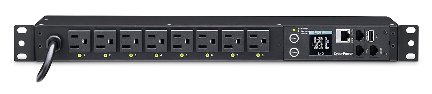 CyberPower PDU41001 Switched PDU, 120V/15A, 8 Outlets, 1U Rackmount ...
