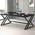 Amazon.com: LVB 70.8" Black Computer Desk, Large Industrial Pc Study ...