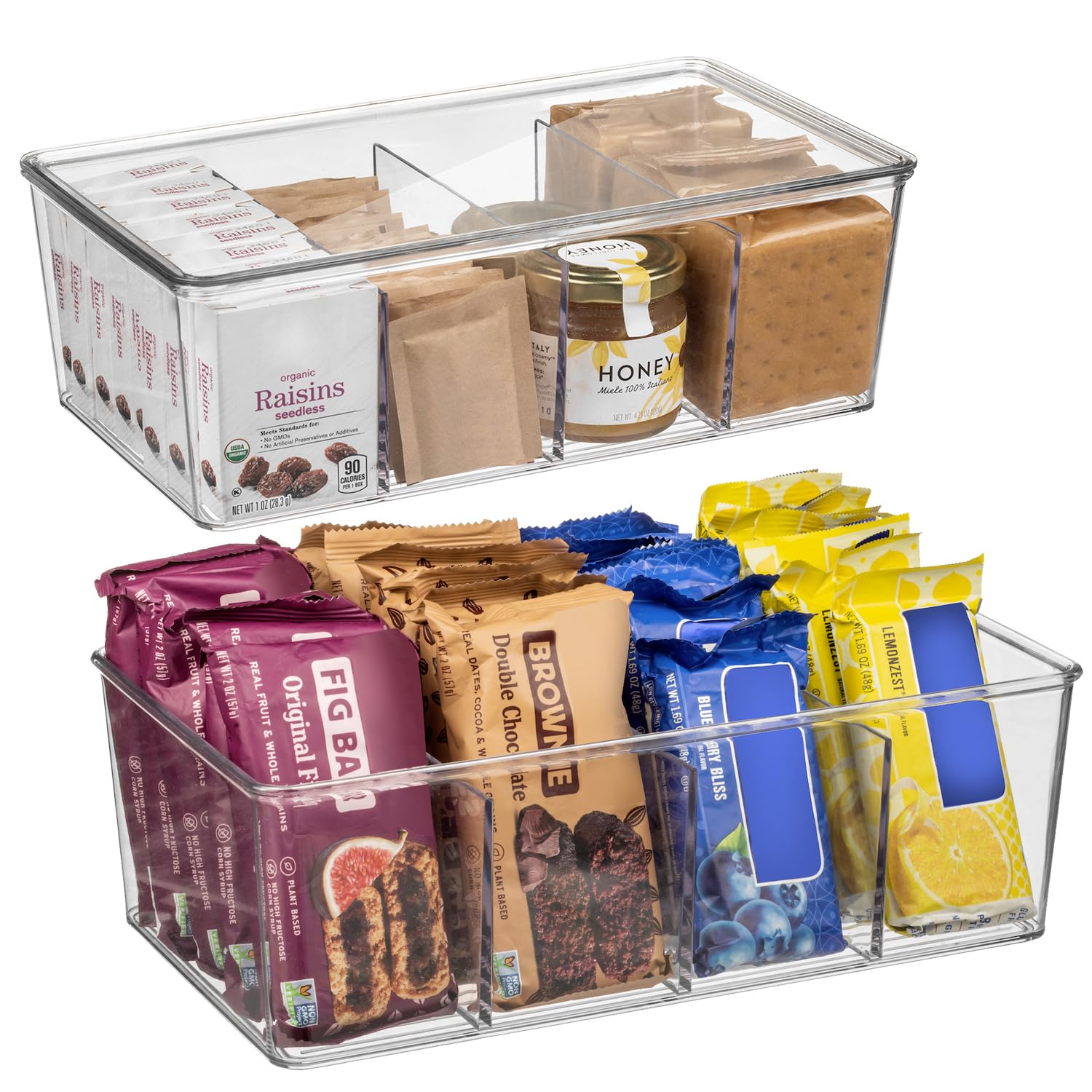 ClearSpace Plastic Pantry Organization and Storage Bins with Dividers ...