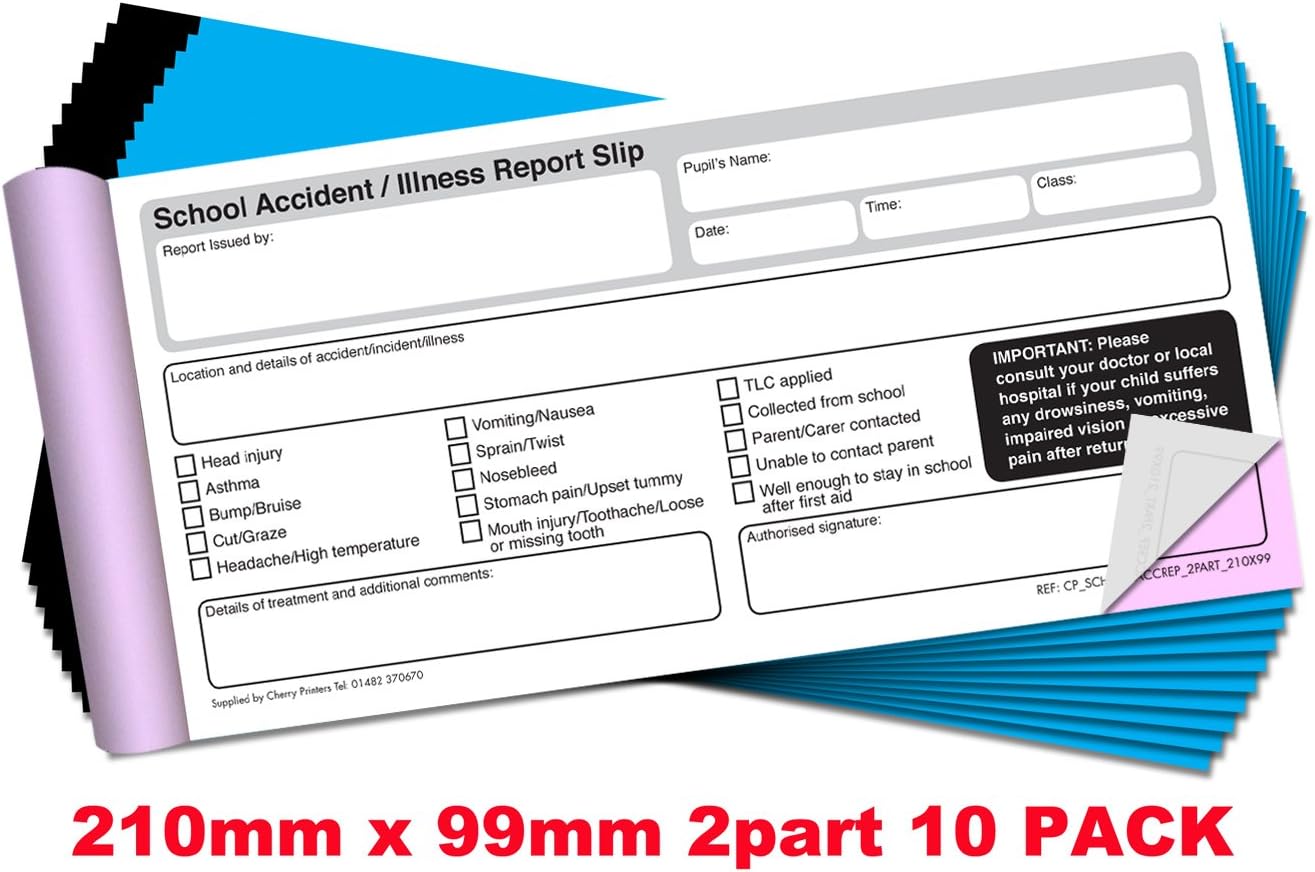 Cherry Carbonless NCR School Accident Report Duplicate Book 99 x 210mm ...