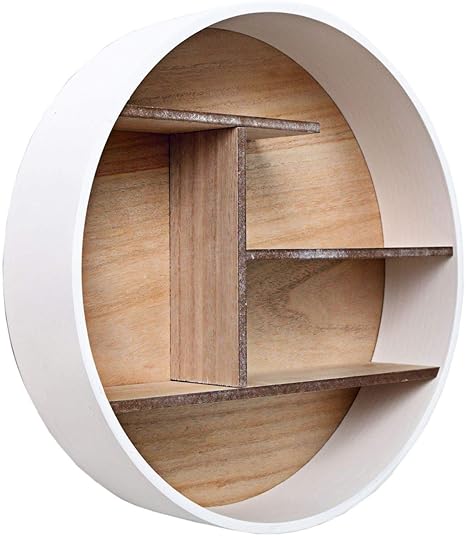 Round Shape Wooden Wall Shelf Unit Display Storage Rack Shelves Books ...