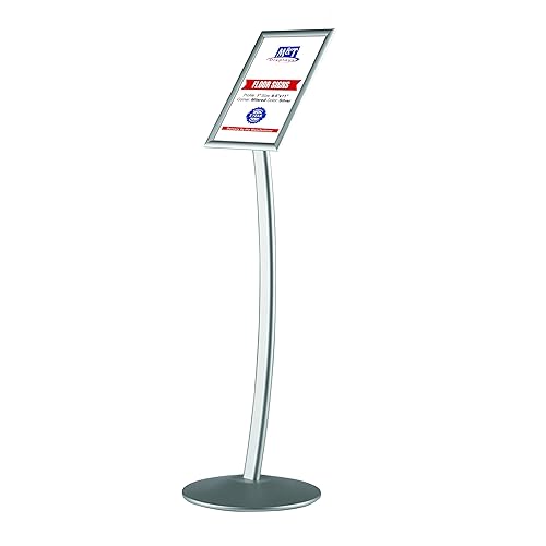 M&T Displays Curved Sign Holder, Floor Stand with Aluminum Snap Frame ...