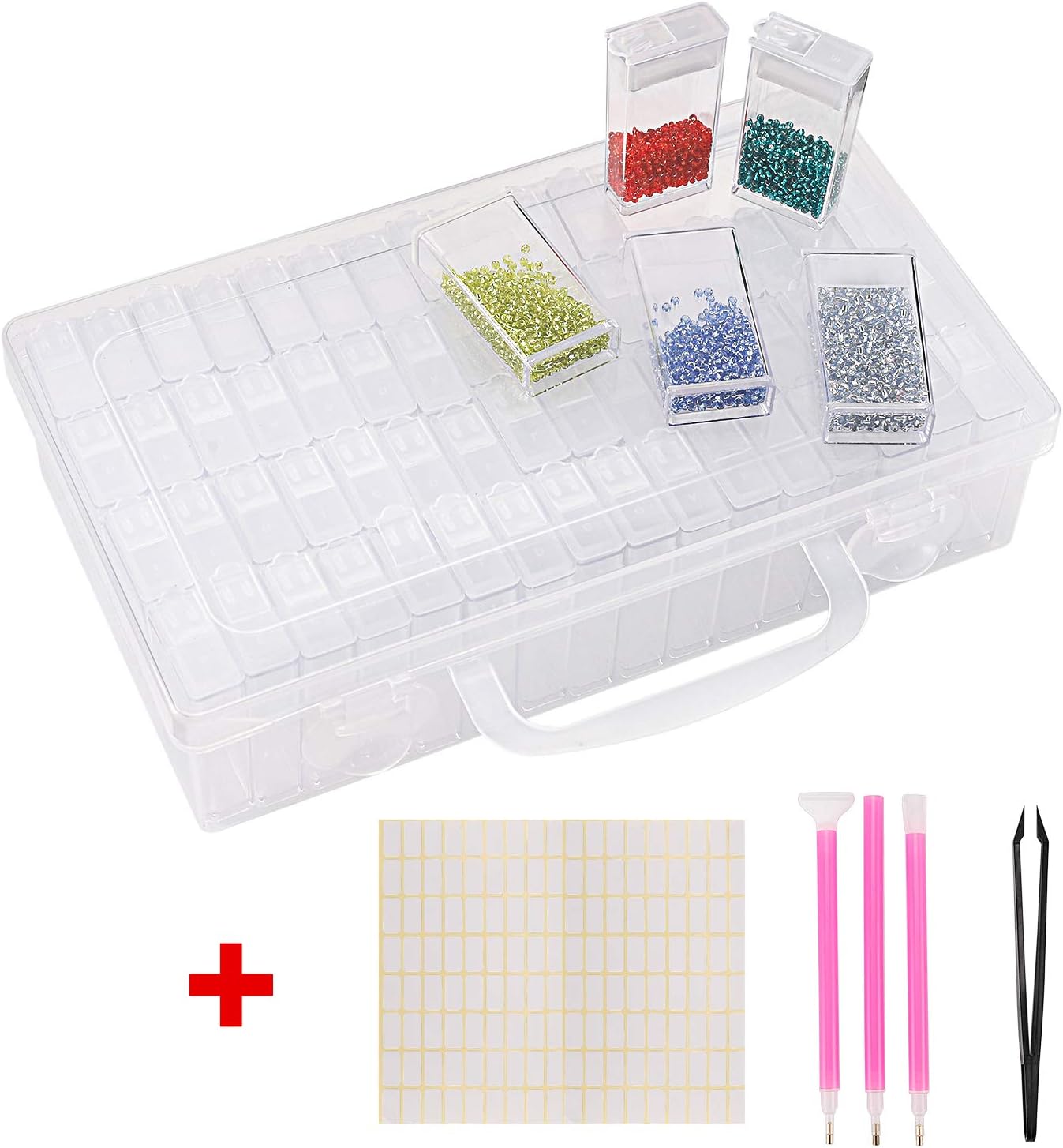 Amazon.com: 64 Grids Diamond Painting Drill Storage Container, Beads Organizer Storage Case with ...