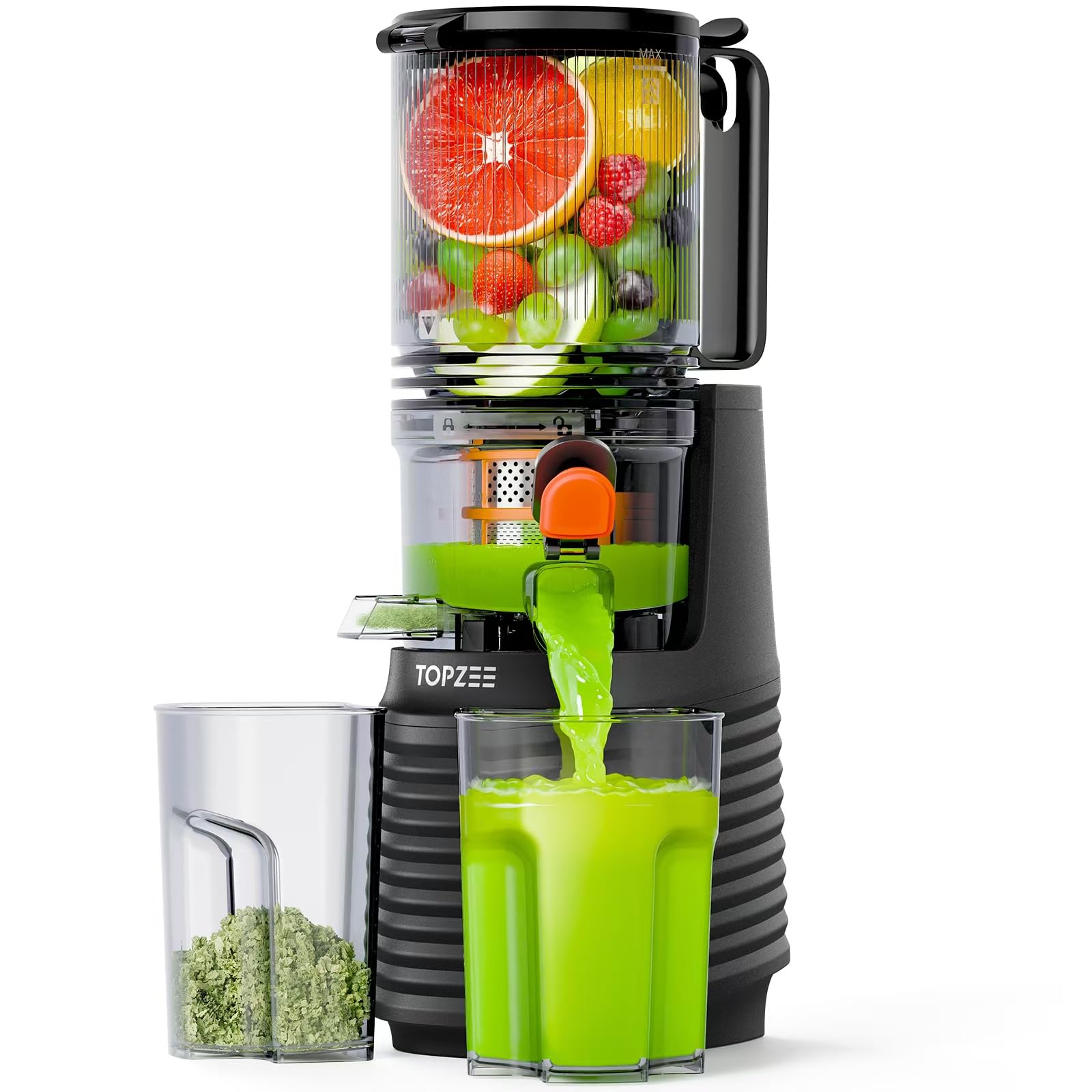 Cold Press Juicer, Extra Large Feed Chute Fit Whole Fruits & Vegetables ...