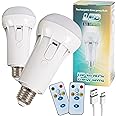 2 Pack Cordless Rechargeable Light Bulbs with Remote USB Charging,12W ...