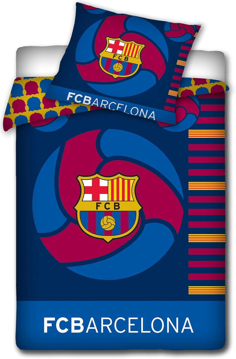 FC Barcelona Football Single Duvet Cover and Pillowcase Set: Amazon.co ...