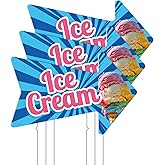 Amazon.com : ICE CREAM 2 Pack Yard Signs 16" x 24" - Double-Sided Print ...