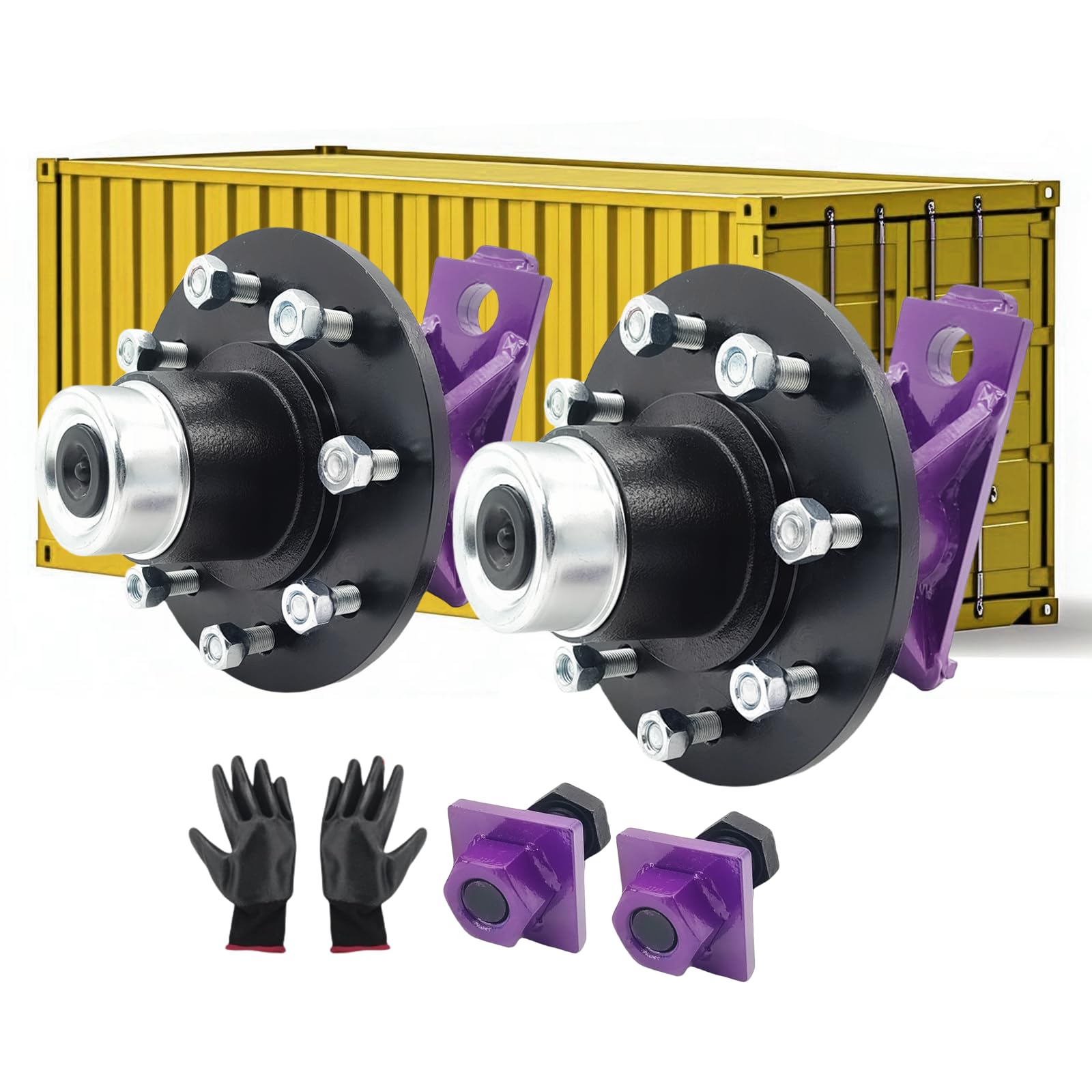 2 Pack Shipping Container Wheels 8-Lug Wheels Kit, Heavy-Duty Shipping ...