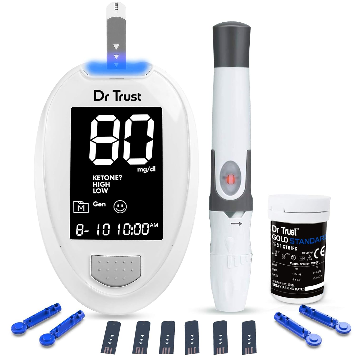 Dr Trust (USA) Fully Automatic Blood Sugar Testing Glucometer Machine ...