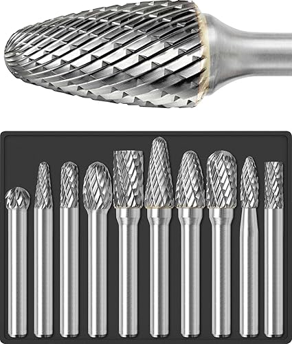 10 Pcs 1/4 Carbide Burr Set 1/4 Shank Die Grinder Bits Drill Bits ...