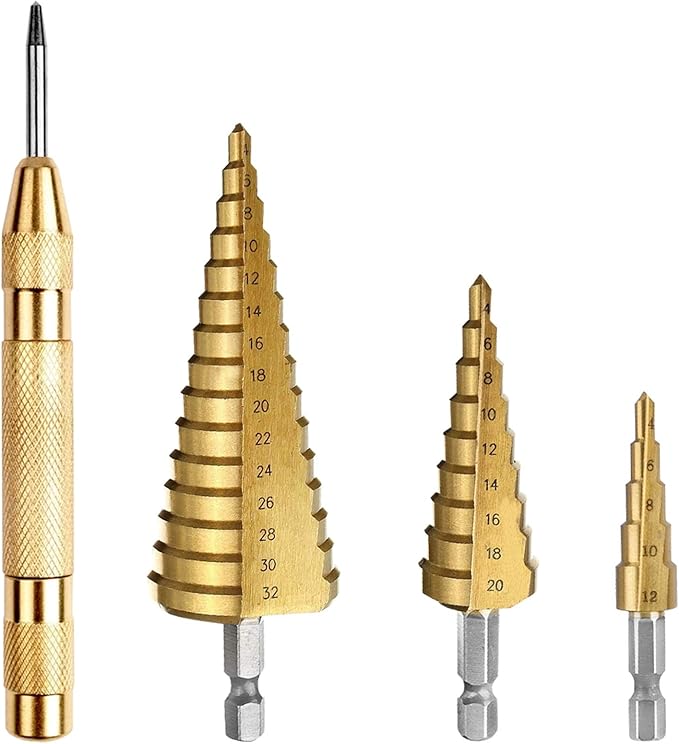 Tonsooze Stufenbohrer Spiralnut Kegelbohrer 3pcs mit Automatischer ...