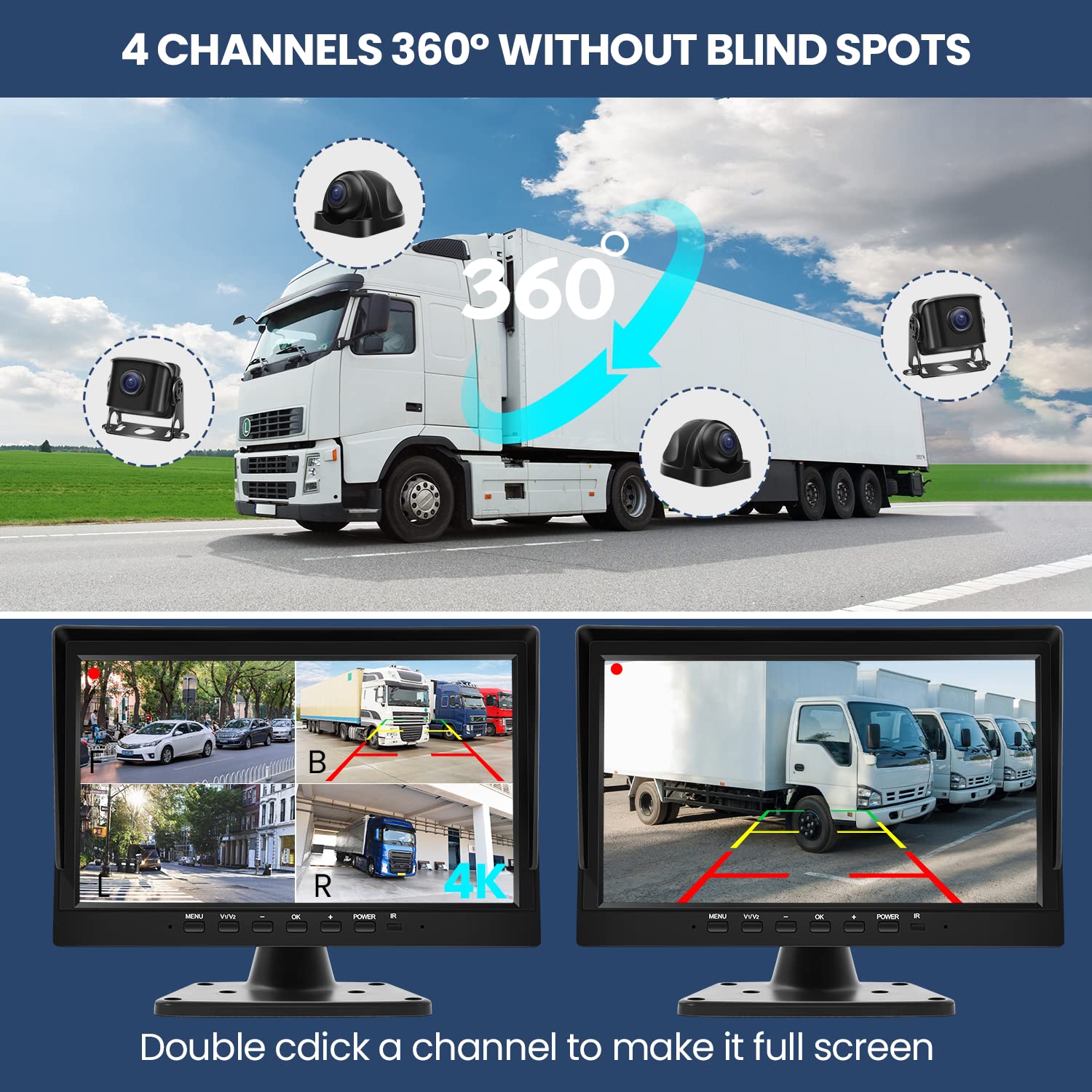 Mua Wired Backup Camera System with 10.1’’ IPS Monitor for Truck RV ...