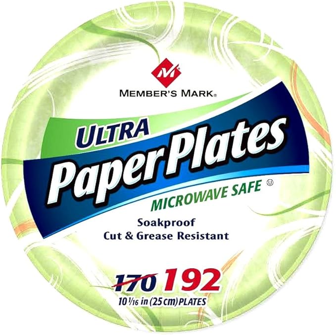 Amazon.com: Member's Mark Ultra Paper Plate, 10-1/16 Inch, 192 Count ...