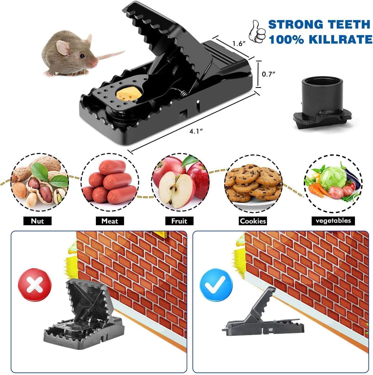 Mouse Trap, 6 Pack Reusable Mice Snap Traps That Kill Instantly, High ...