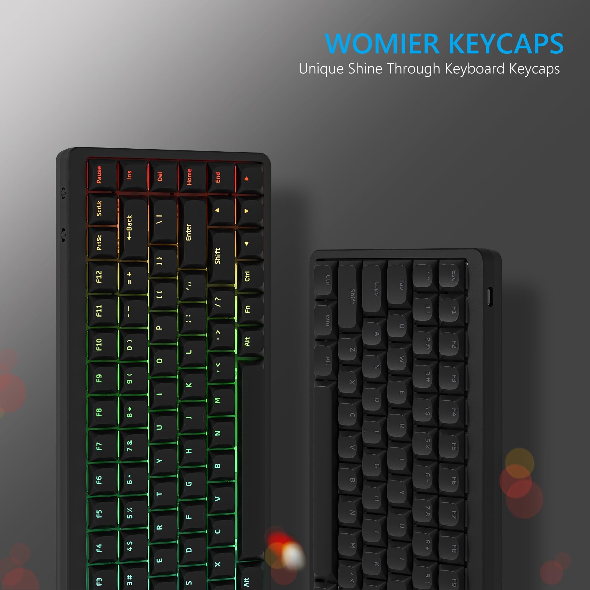 Mua Womier Low Profile Keycaps for Mechanical Keyboard, Black Shine ...