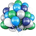 Amazon.com: Blue Green Balloons Set, 60PCS Green Blue White Birthday ...