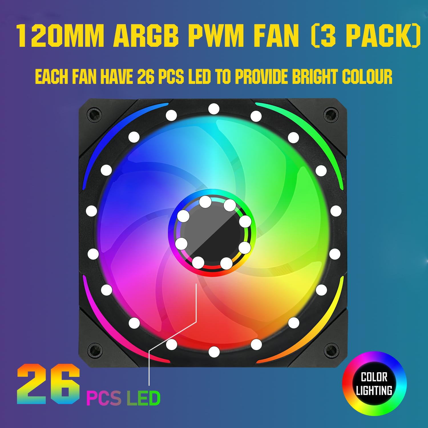 Mua RGB Fans 120mm PWM Fans 3 Pack PC argb Fans, HA-120 PWM PC Fans RGB ...