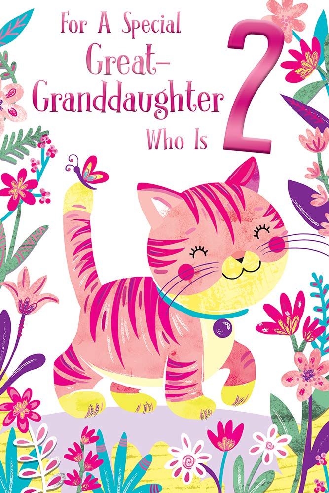 Great Granddaughter 2nd Age 2 Today Cute Cat Happy Birthday Card Lovely Great Granddaughter 2nd Age 2 Today Cute Cat Happy Birthday Card Lovely