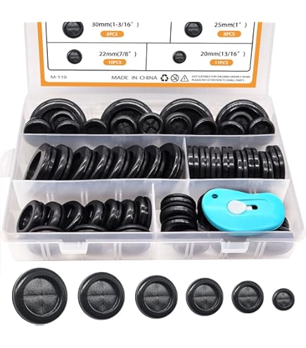 Eyelets And Grommets 52-Piece Rubber Grommet Kit - 5/8" To 1-1/2" (6 ...