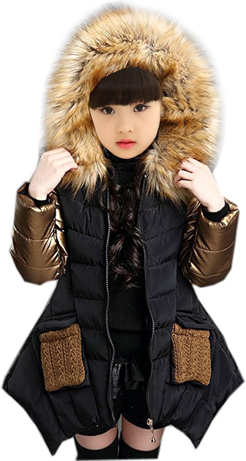 AnKoee Mode Filles Enfants Veste Bluson Hiver Doudoune Capuche Mi-Long ...