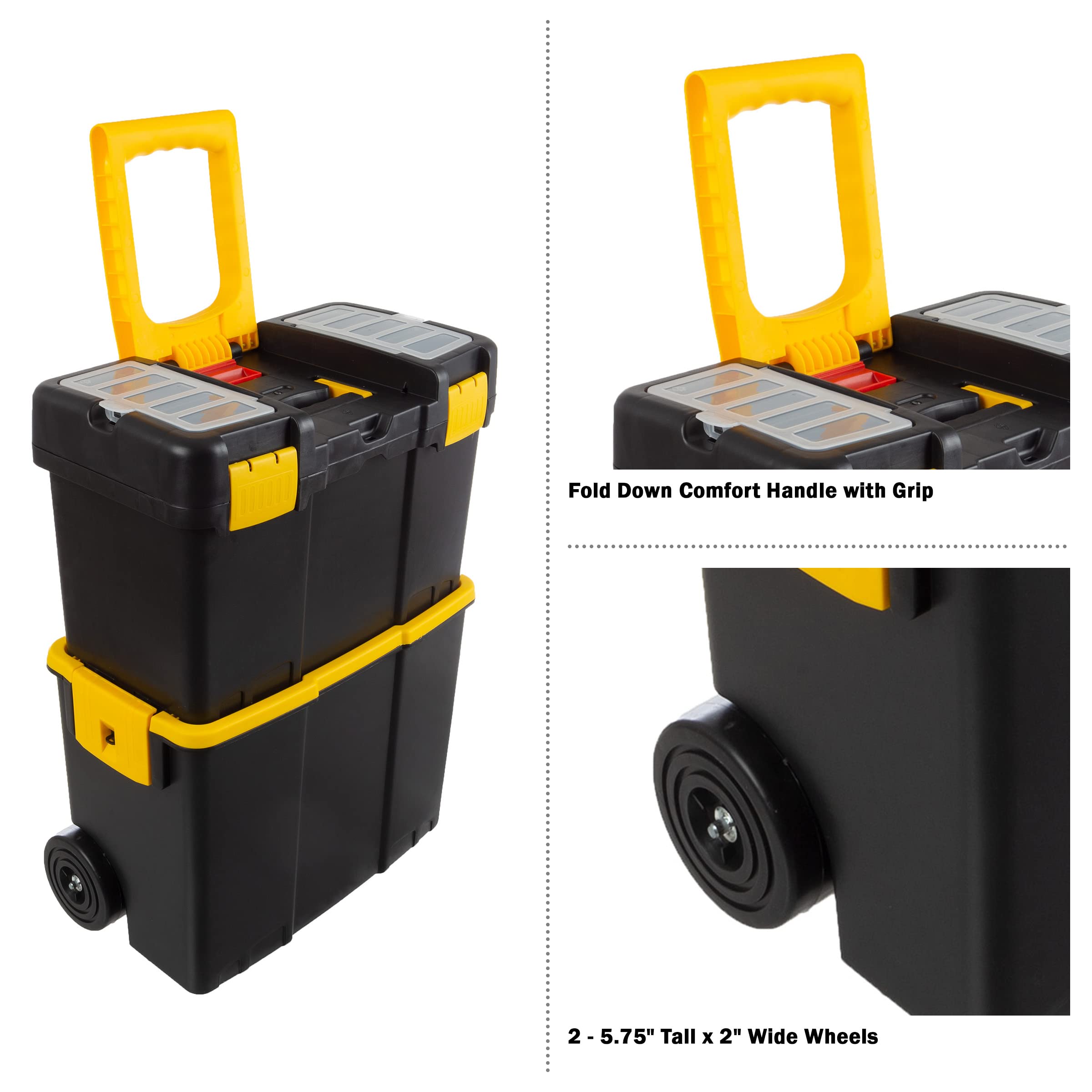 Mua Portable Tool Box with Wheels - Stackable 2-in-1 Tool Chest with ...