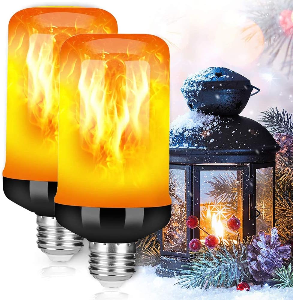 Semriver LED Flame Effect Fire Light Bulb – Upgraded 4 Modes Flickering ...