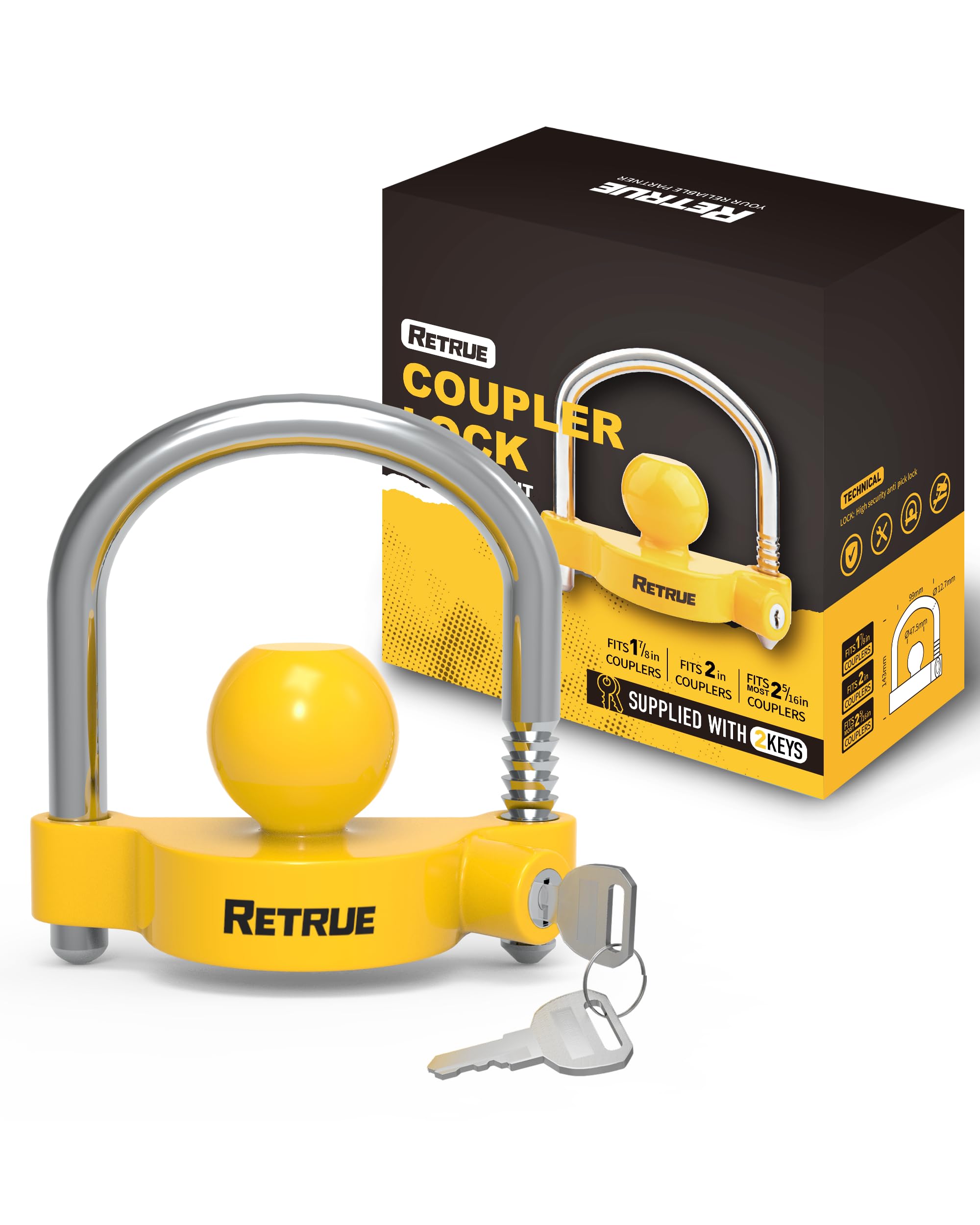 RETRUE Universal Coupler Lock Trailer Locks Ball Hitch Trailer Hitch ...