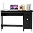 Amazon.com: SILKYDRY Black Computer Desk with Drawers, 48’’ x 20’’ x 29 ...