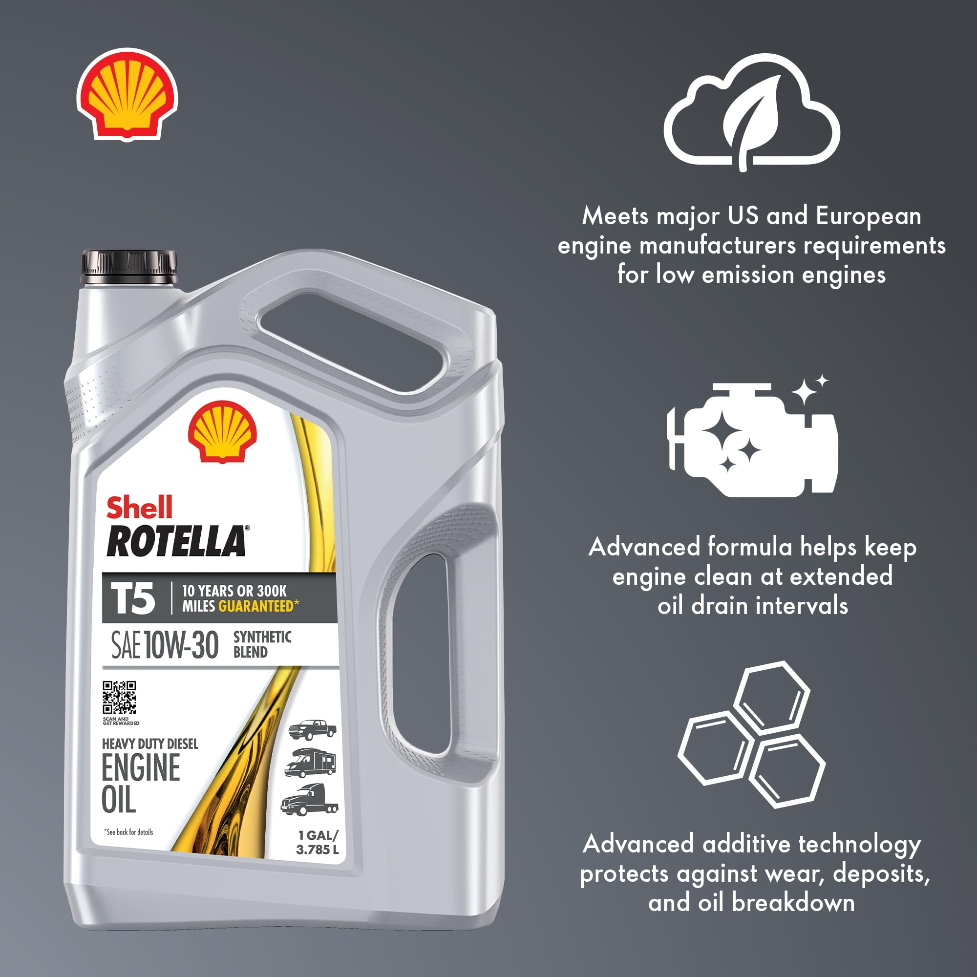 Mua Shell Rotella T5 Synthetic Blend 10W-30 Motor Oil, 1 Gallon (3 Pack ...