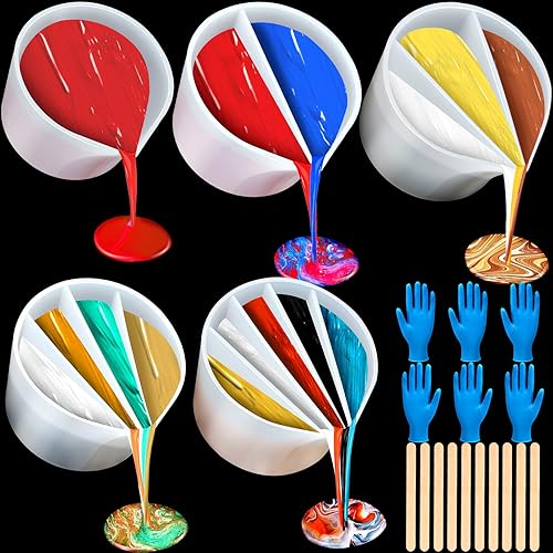 21 Pieces Split Cups for Paint Pouring Reusable Silicone Split Cup ...