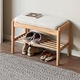 Amazon.com: Vadisun Wood Shoe Bench - Mid-Century Modern Storage Bench ...