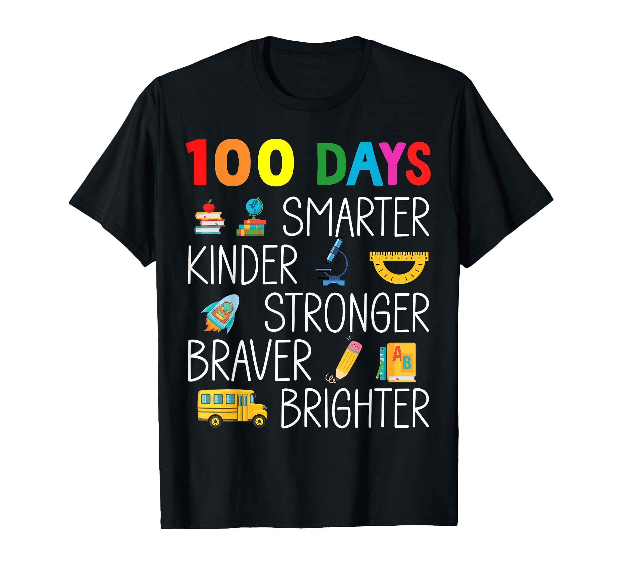 100 Days of School Boys Girl 2025 100th Day Smarter Brighter T-Shirt ...