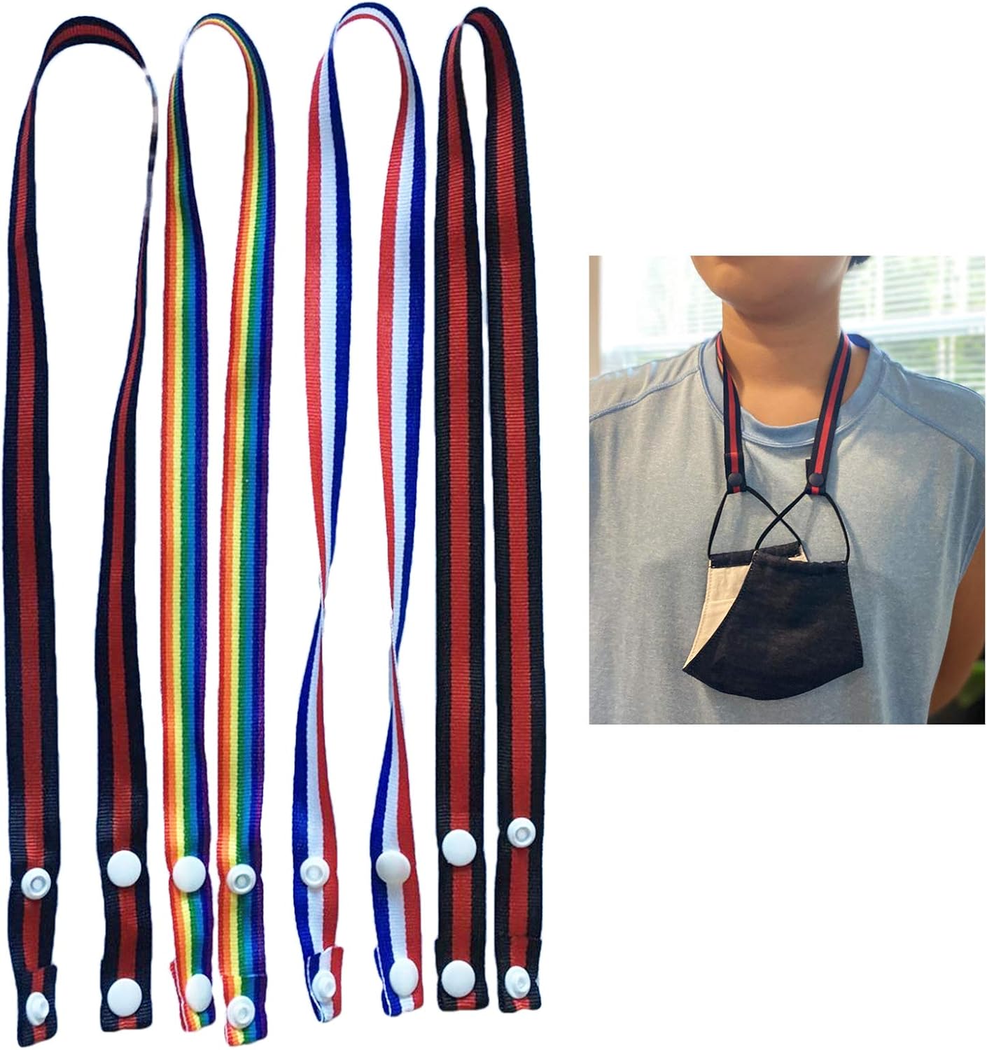 Amazon.com: Mask Lanyard Strap For Mask Holder with Snap Button 4PCS ...
