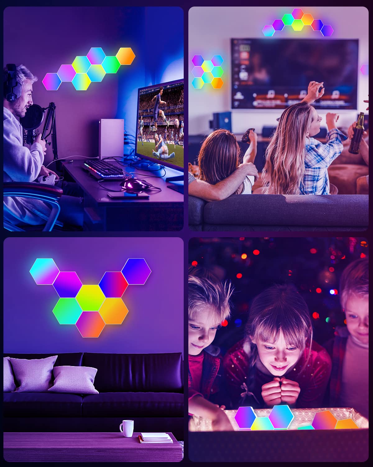 Mua 8 Pack Hexagon Led Lights Wall Panels: RGB Gaming Lights with APP ...