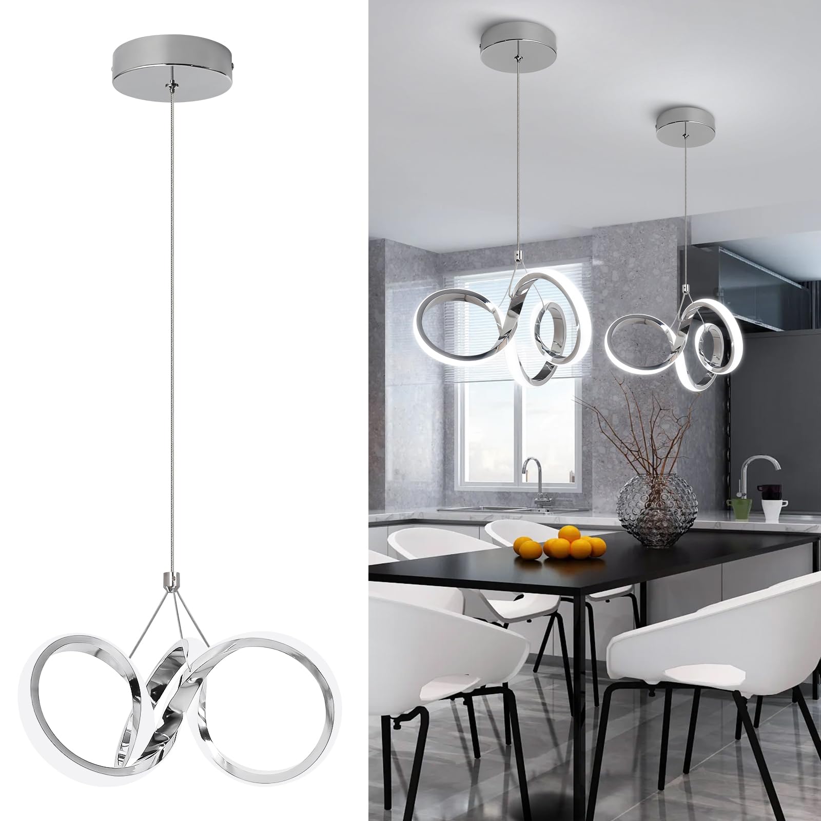 Vloitgol Modern Led Pendant Light Fixtures, 6000K Integrated LED ...