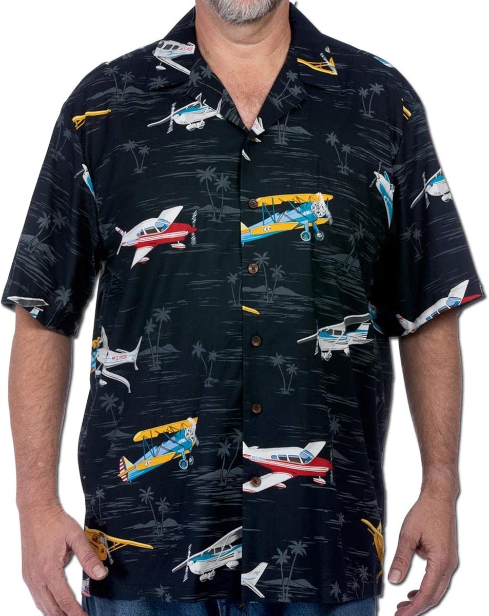 Pilot Pilots Shirt Airplane Plane Aviator Flying Hawaiian Button Up, L ...