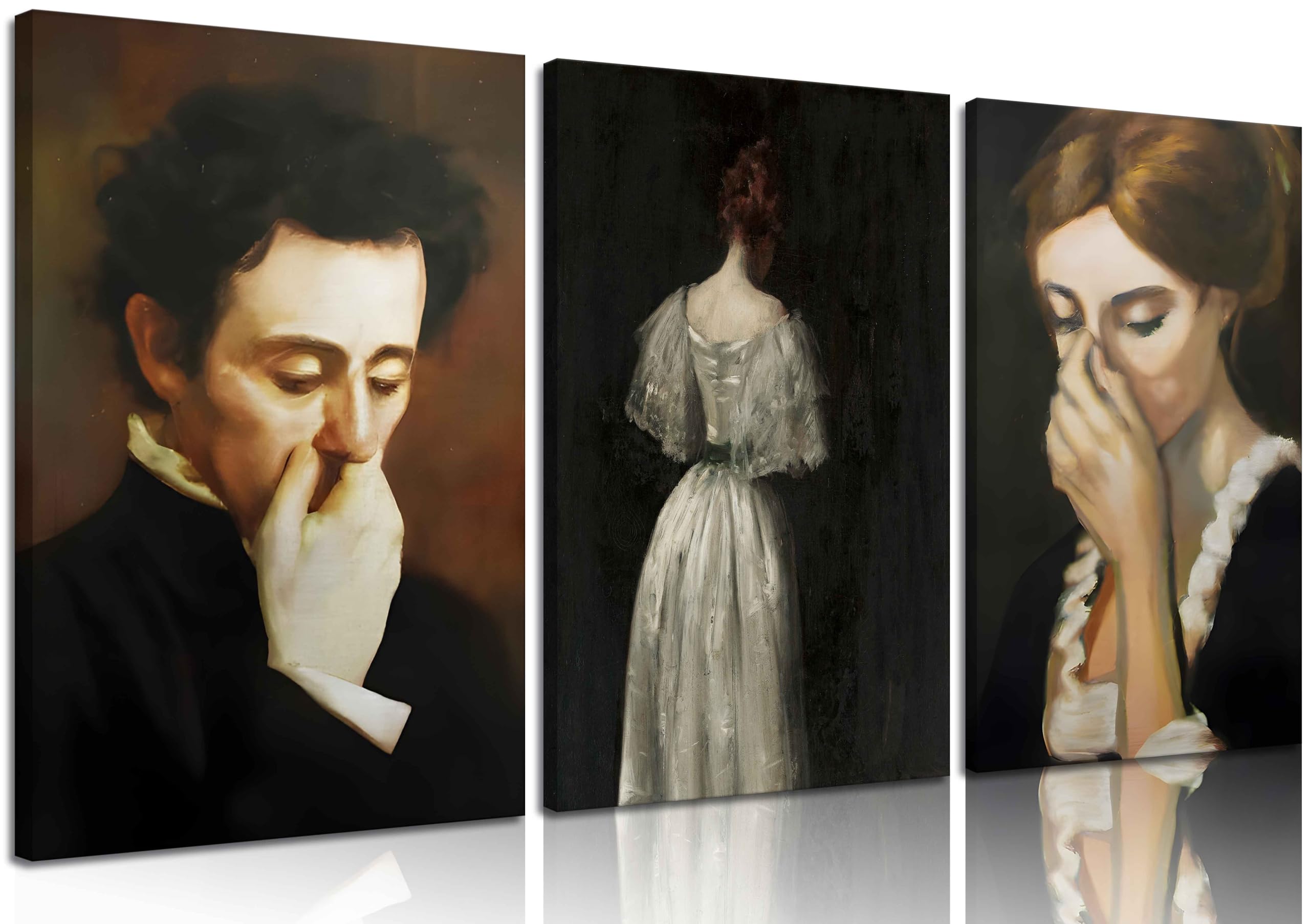 3Pcs Funny Bathroom Wall Art Comical Lady Classical Paintings Toilet ...