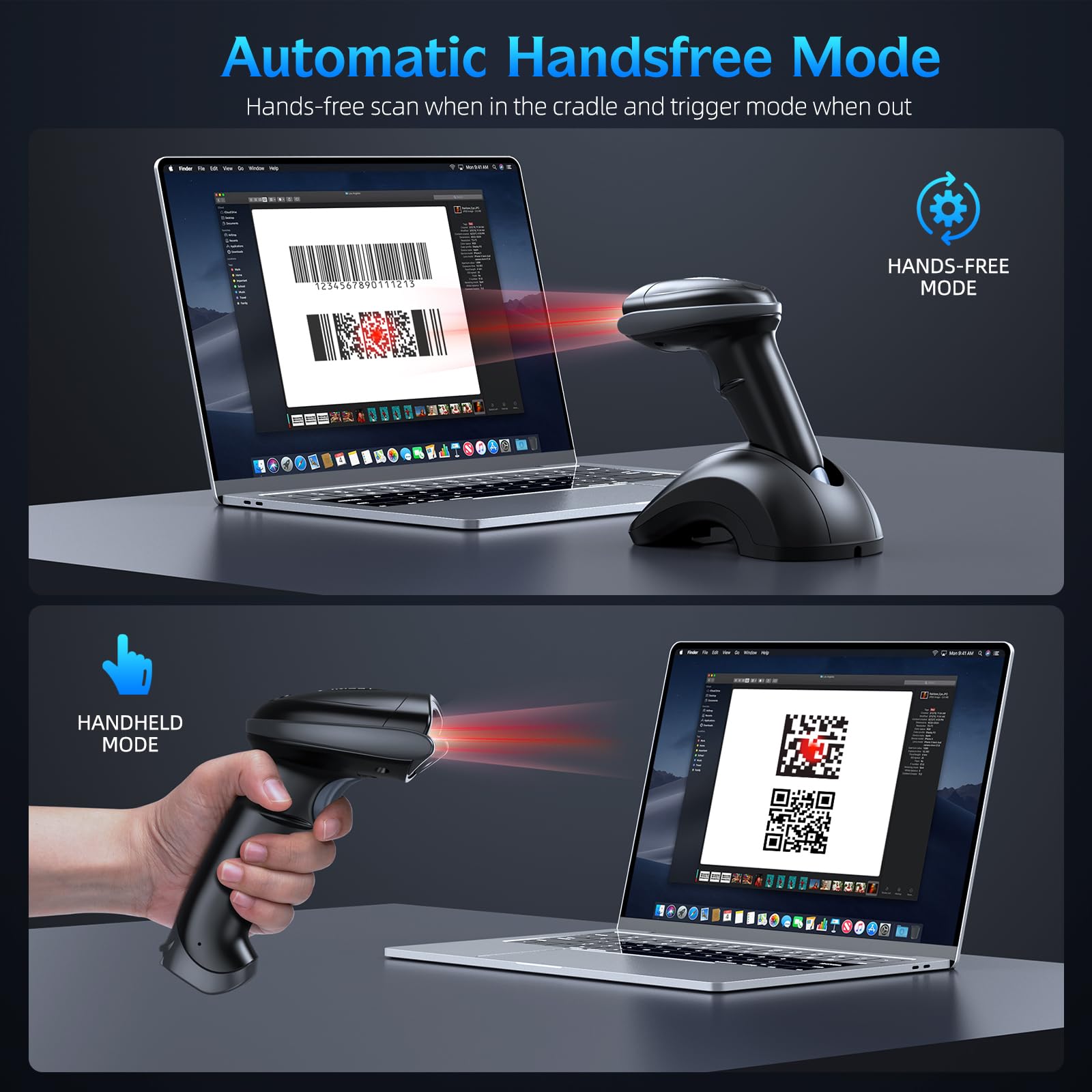 Mua TEEMI 1D 2D Bluetooth Barcode Scanner with USB Cradle Data Receiver ...